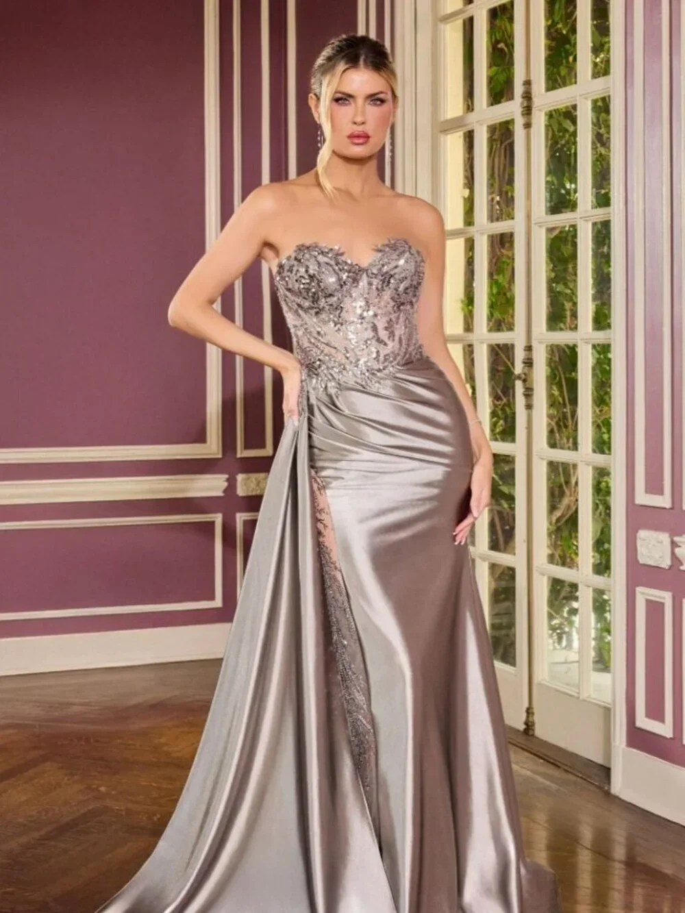 Cinderella | Dresses | New Dark Silver Strapless Satin Special Occasion ...